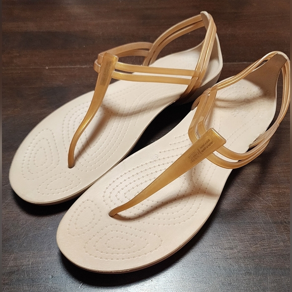 CROCS | Shoes | Crocs Isabella Tstrap Thong Sandals Bronze Tan 1 | Poshmark